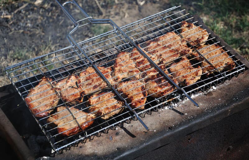 Pork on the Bar-b-que Grill Stock Image - Image of grilling, food: 26576493