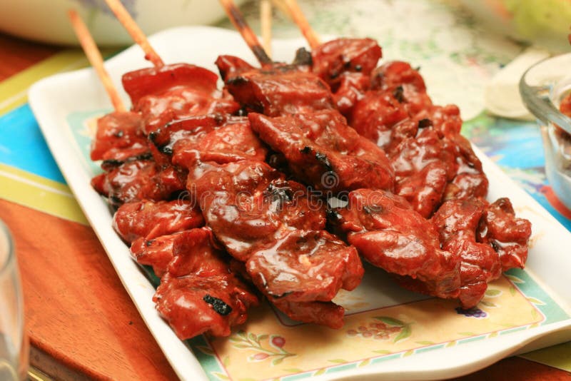 Pork barbecue on sticks stock image. Image of stick, food - 8133087