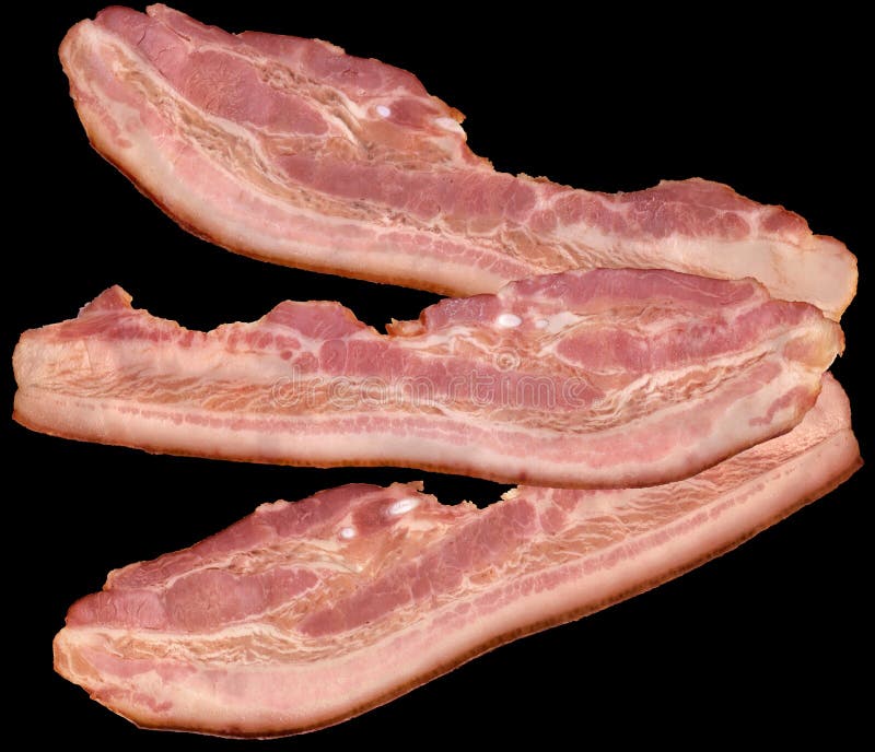 Pork Belly Bacon Rashers Isolated on Black Background Stock Photo ...
