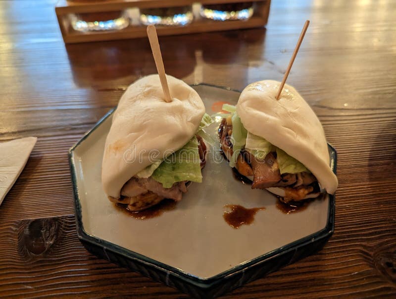 Pork Belly Bun Japanese Appetizer Stock Image - Image of supper, snack ...
