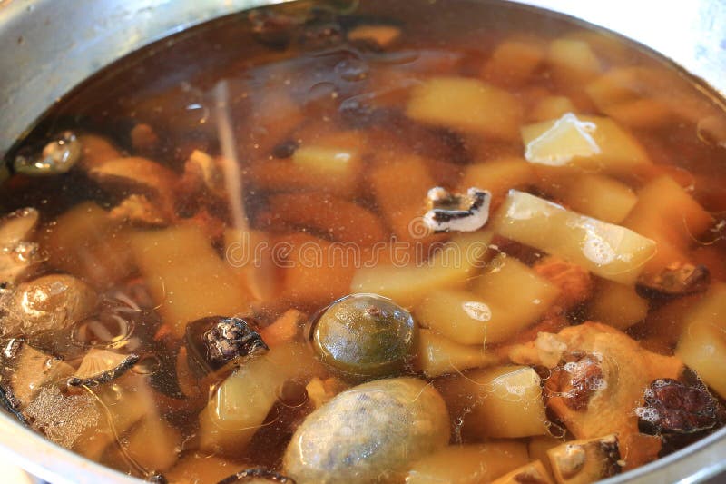 Pork Bone Soup with Vegetable in Big Pot, Thai Food Stock Photo - Image ...
