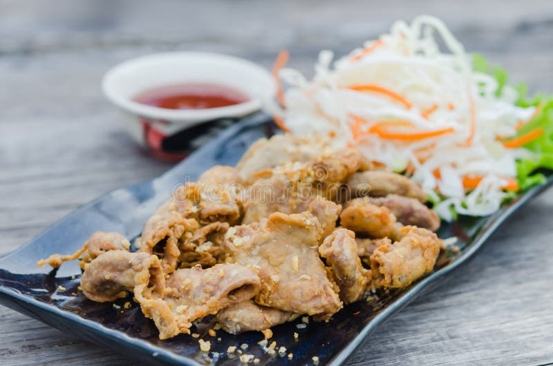 Pork chitterlings fried stock image. Image of bowl, tasty - 45266723