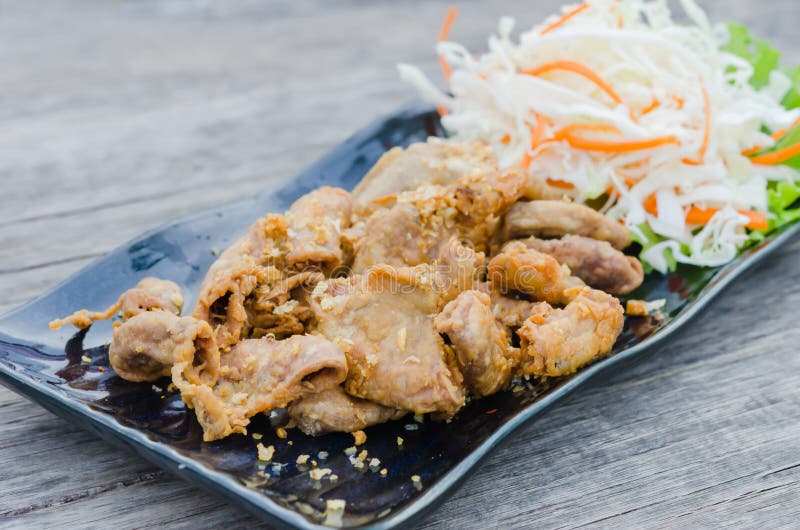 Pork chitterlings fried stock image. Image of cooked - 59597359