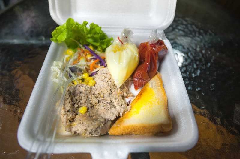 Pork chop in box. stock image. Image of roasted, lunch - 32053905