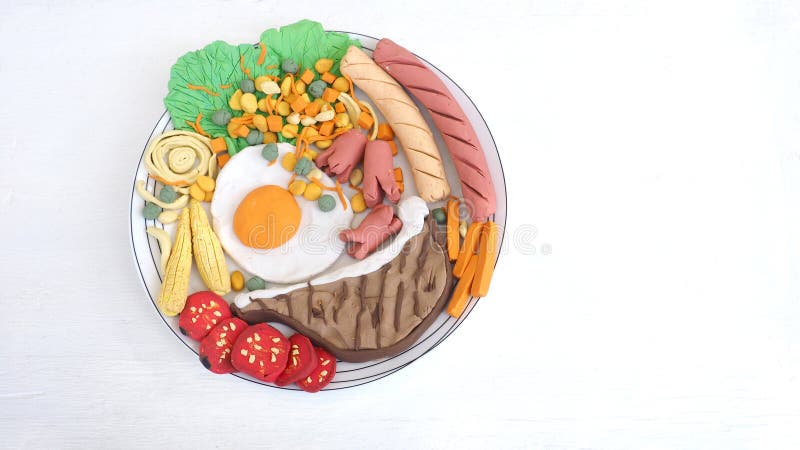 Pork Chop Steak Combo Set Modeling Clay Create of Meal Has Clipping ...