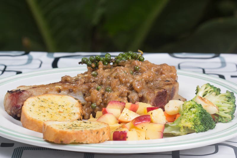 Pork chop steak stock photo. Image of cooking, onion - 74235994