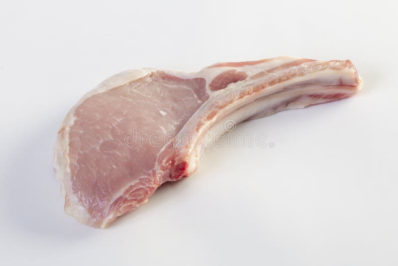 Fresh Pork Chop on White Background Stock Image - Image of horizontal ...