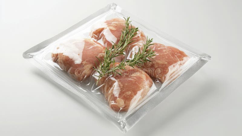 Pork Chops Packaged in a Containe on White Background Stock Image ...