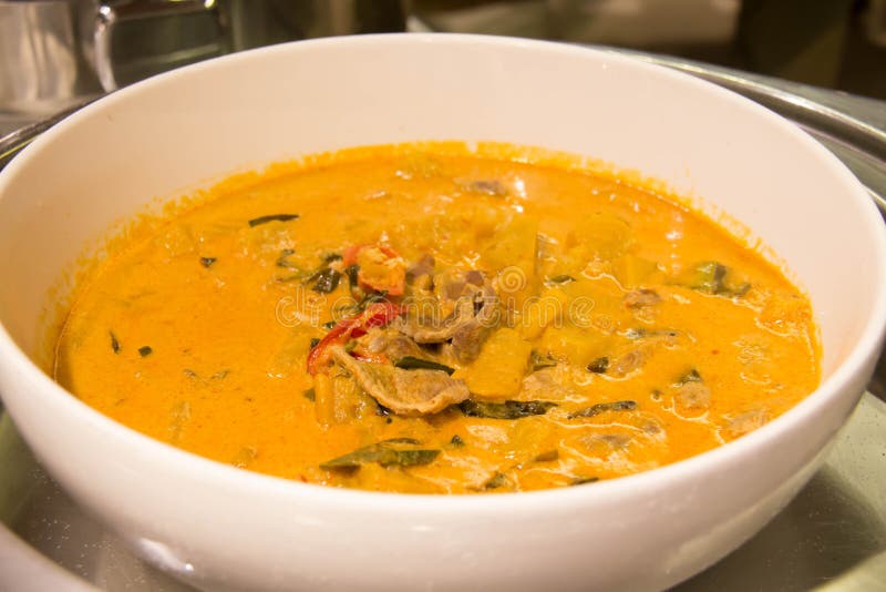 Pork Coconut Curry Thai Food in Dish Stock Image - Image of thai, curry ...