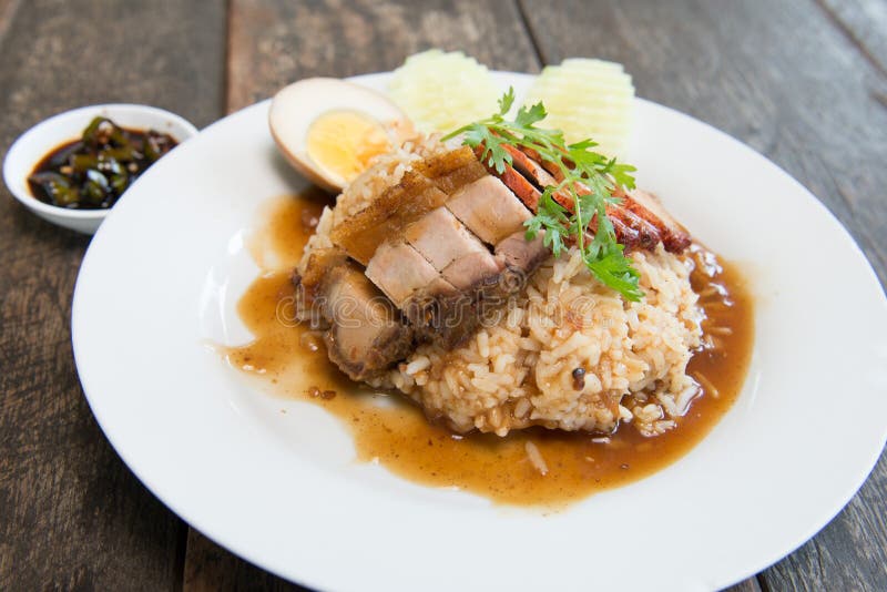 Pork and Crispy Pork with Rice Stock Image - Image of meal, hungry ...