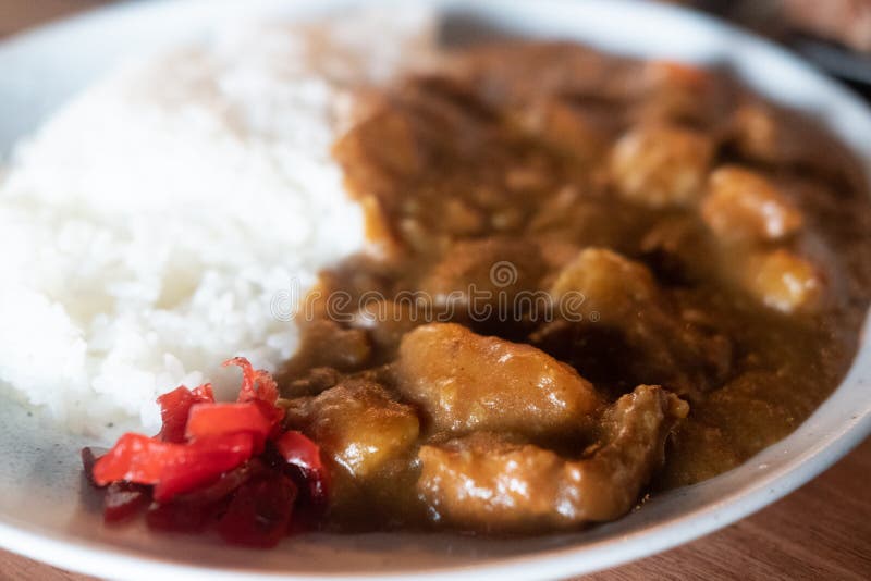 Pork of Curry and Rice. Japanese Curry Stock Photo - Image of crispy ...
