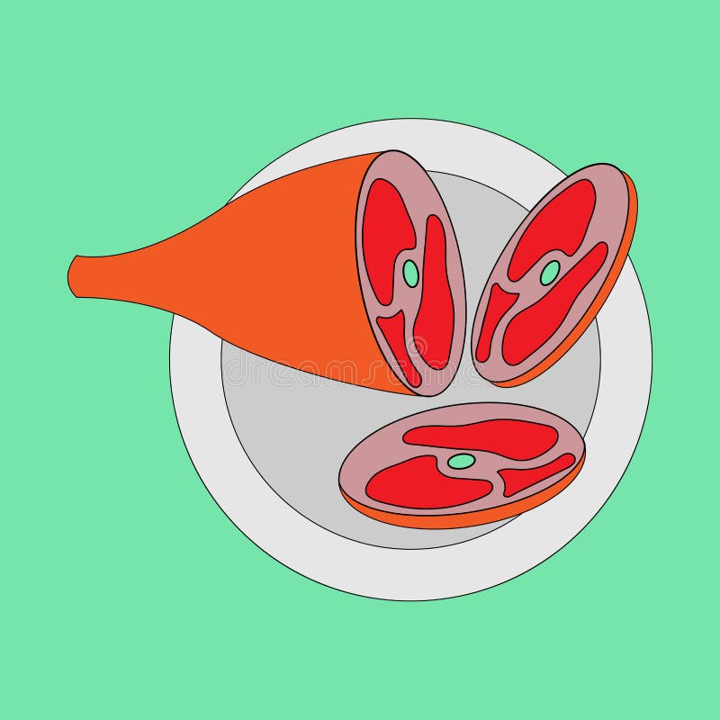 Pork dish vector stock illustration. Illustration of plate - 166834269