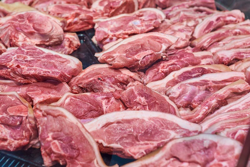 Pork on Display in the Store Stock Image - Image of pork, chop: 126753103