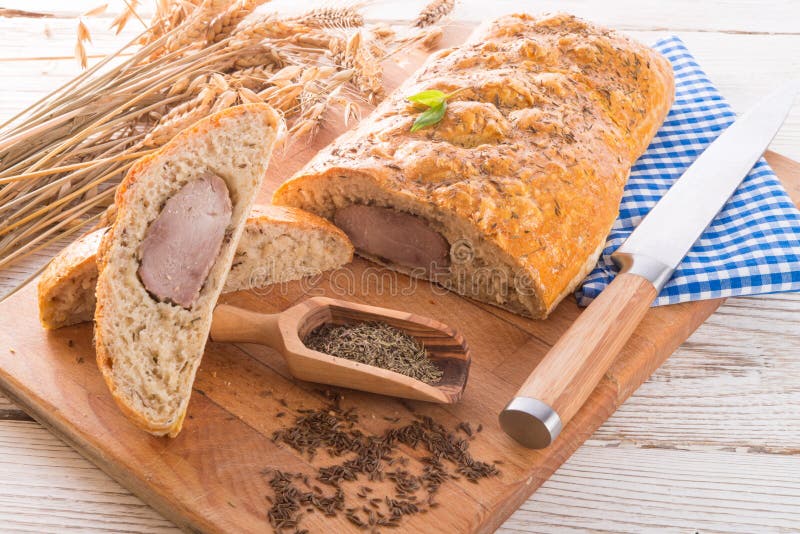 Pork Fillet in the Bread Brown Stock Photo - Image of appetizer ...