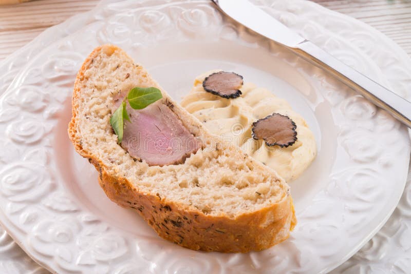 Pork Fillet in the Bread Brown Stock Photo - Image of bakery, baked ...