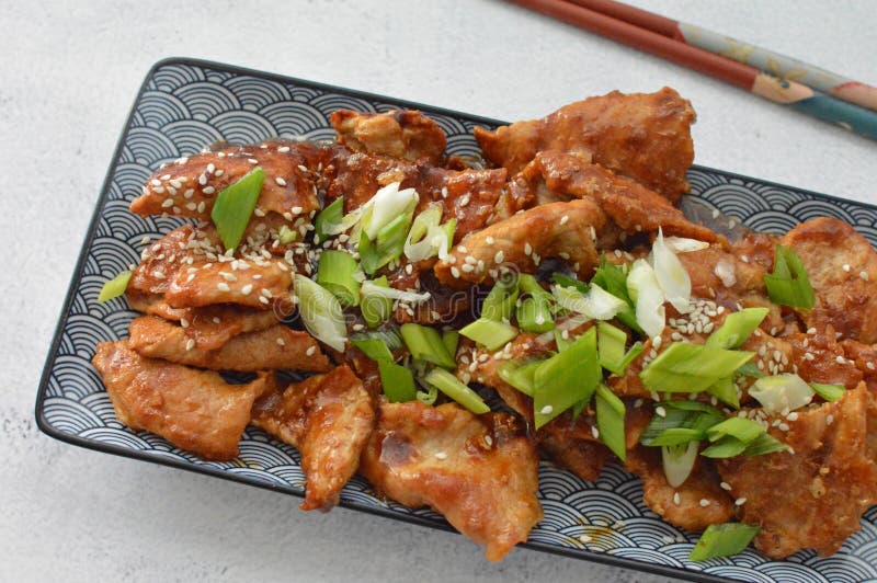 Pork with ginger Shogayaki stock photo. Image of meal - 269533852
