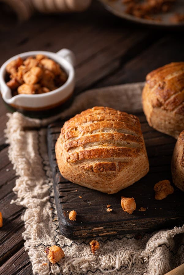 Pork greaves bun stock photo. Image of food, manufacture - 232763746