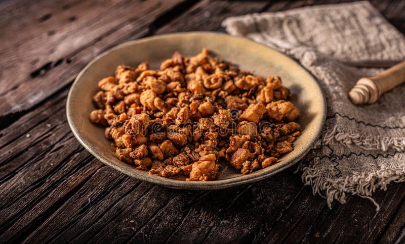 Pork greaves homemade stock photo. Image of food, brown - 232757896