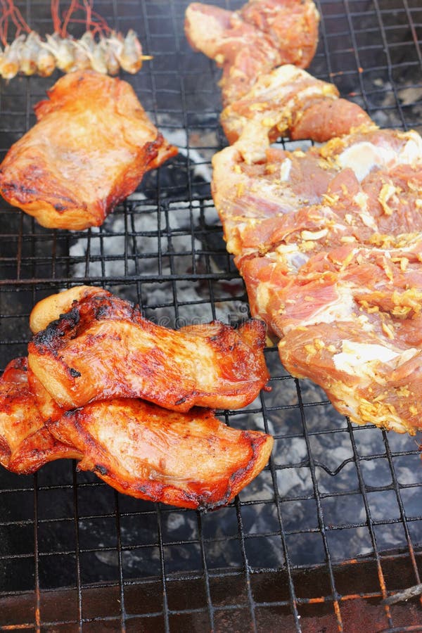 Pork on the grill stock image. Image of delicious, plate - 31879207