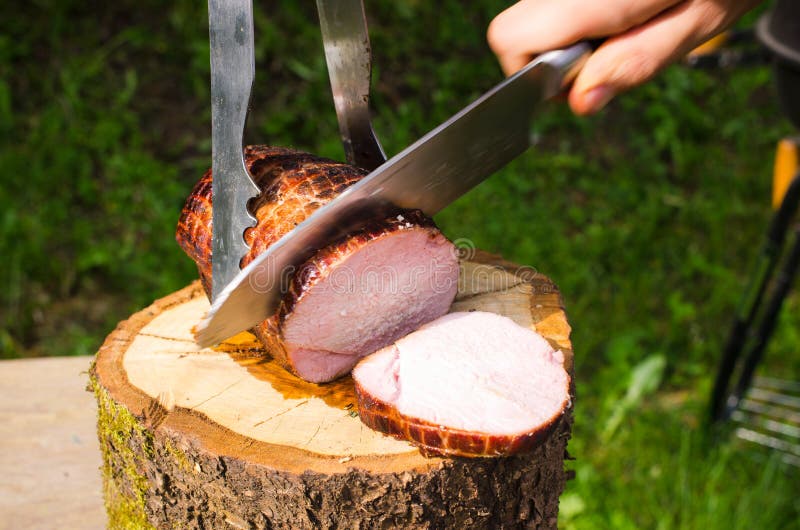 Pork ham baked on bbq stock image. Image of baked, nature - 86076265