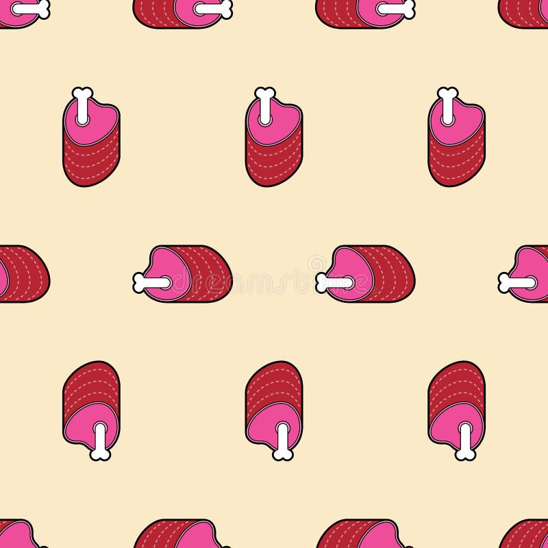 Pork Ham Pattern Seamless. Bone Meat Background Stock Vector ...