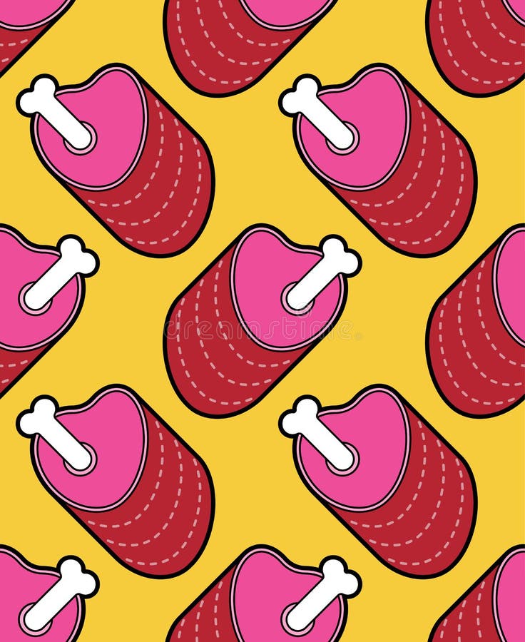 Pork Ham Pattern Seamless. Bone Meat Background Stock Vector ...