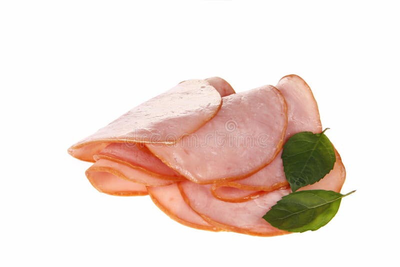 Pork Ham Slices Isolated on White Background Stock Photo - Image of ...