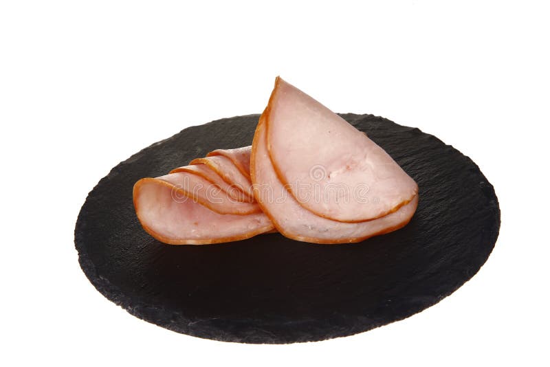 Pork Ham Slices Isolated on White Background Stock Image - Image of ...