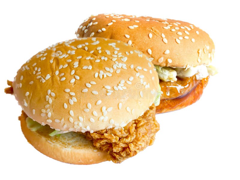 Pork Hamburger Ready To Eat on White Stock Photo - Image of cooking ...
