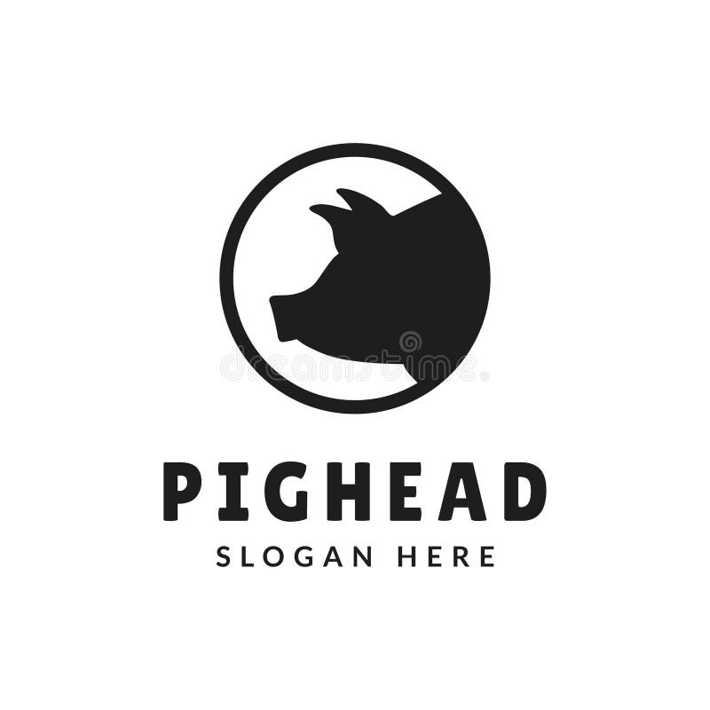 Pork Head Circle Silhouette. Pig Head Logo Design Vector Icon Stock ...