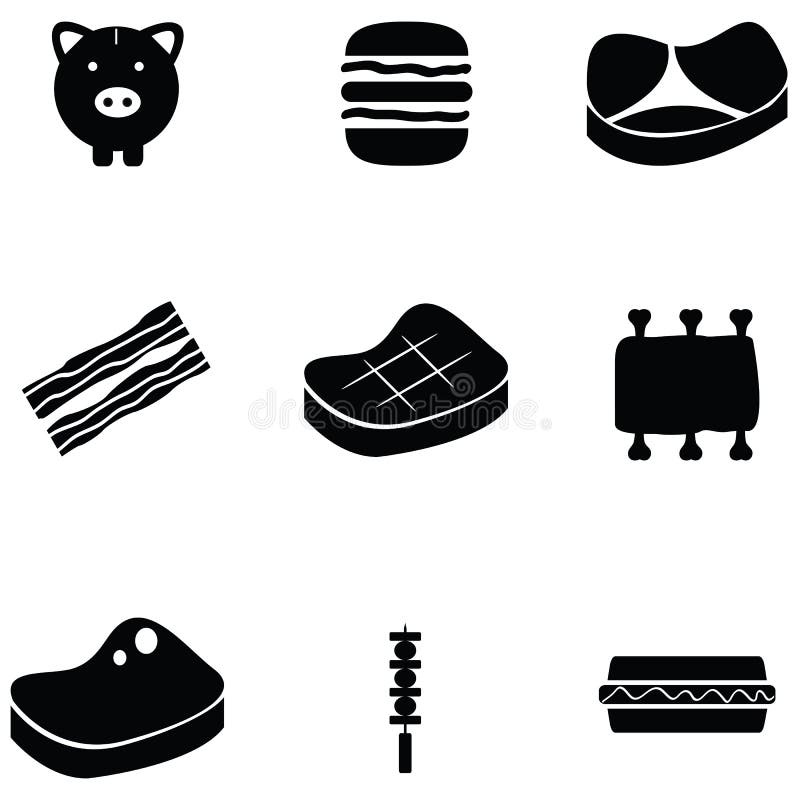 Pork icon set stock vector. Illustration of meal, diagram - 107351366