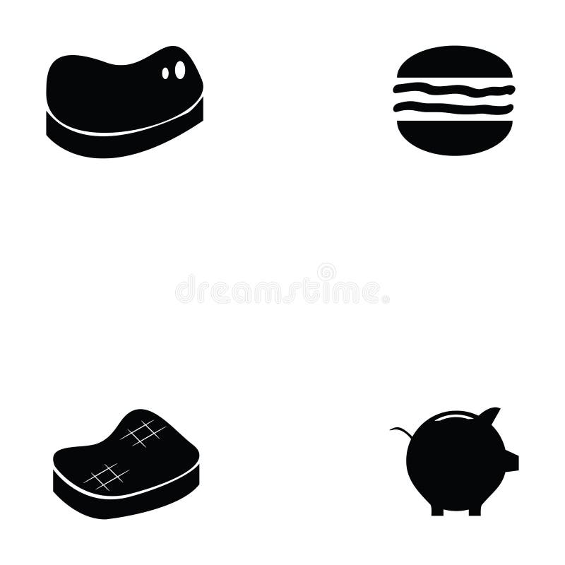 Pork icon set stock vector. Illustration of meal, diagram - 107351366