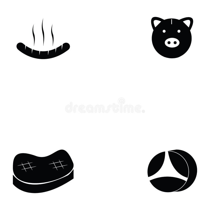 Pork icon set stock vector. Illustration of isolated - 107351116