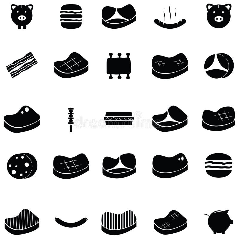 Pork icon set stock vector. Illustration of cook, piggy - 107351121