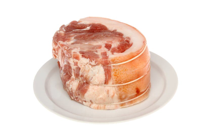 Pork joint stock image. Image of meat, skin, rolled, plate - 35099065