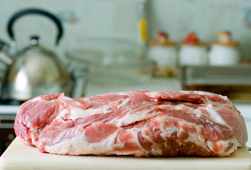 Pork in the kitchen. stock image. Image of frying, kitchen - 24157297