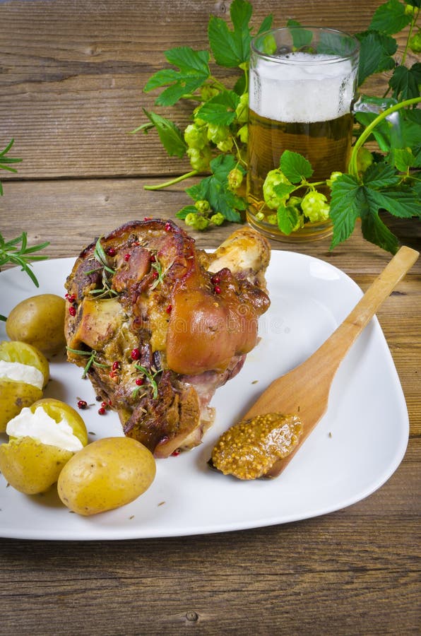 Pork knuckle and beer stock image. Image of haxe, health - 21273199