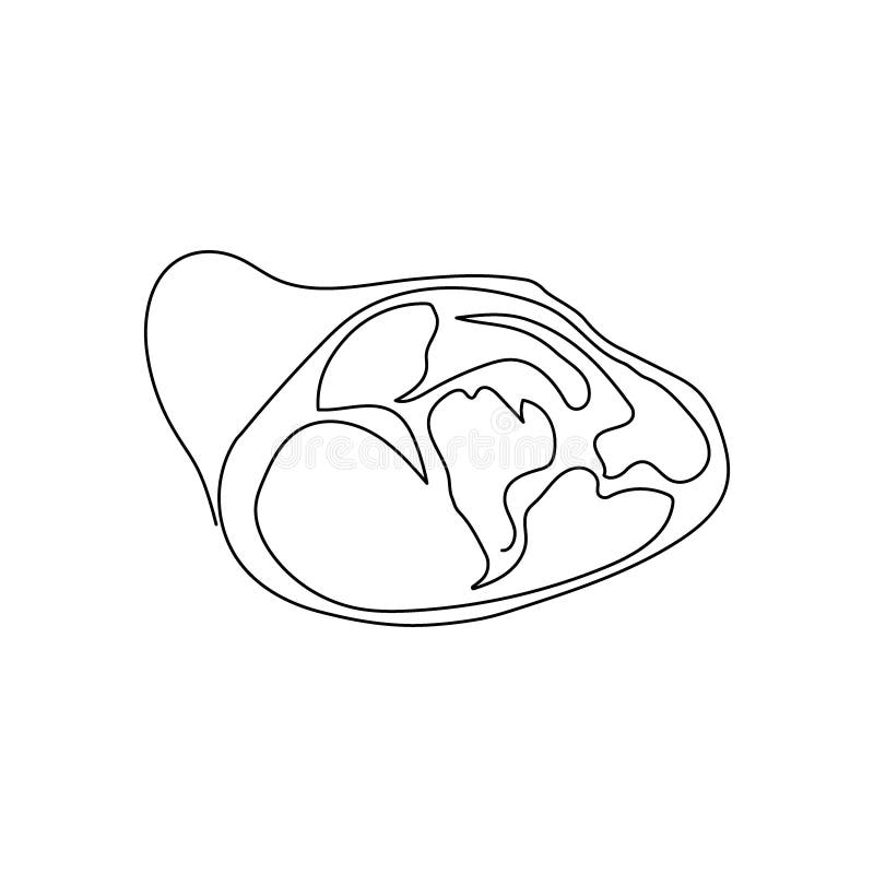 Pork Knuckle Continuous Line Drawing. One Line Art of Meat, Meat on the ...