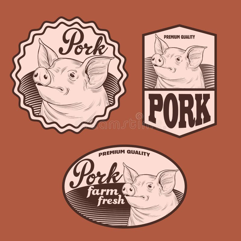 Pork labels stock vector. Illustration of food, organic - 42408980