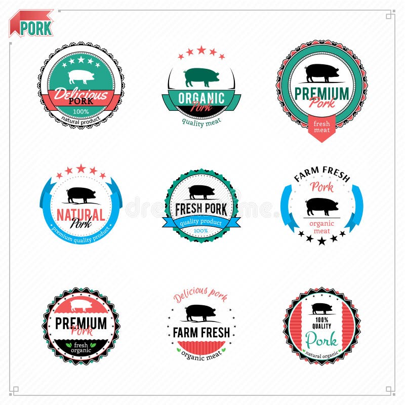 Pork Labels stock vector. Illustration of logo, ribbon - 60386871
