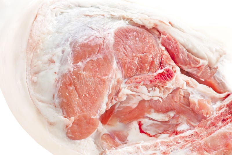 Pork Leg Fresh Meat Close Up Isolated on White Stock Image - Image of ...