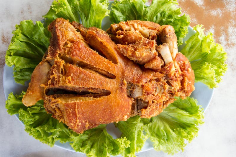Pork leg fried stock image. Image of food, meat, restaurant - 92703159