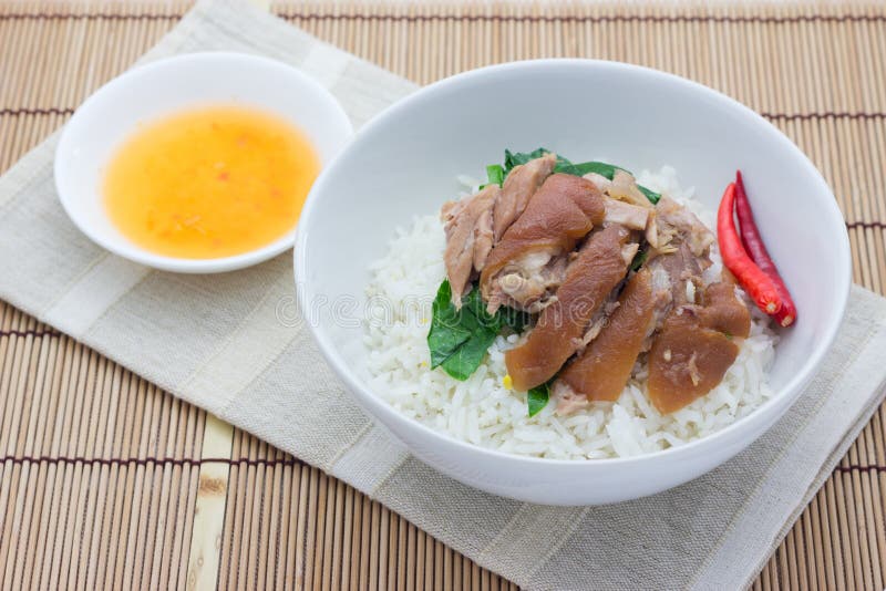 Pork leg with rice stock image. Image of delicacy, east - 30537781