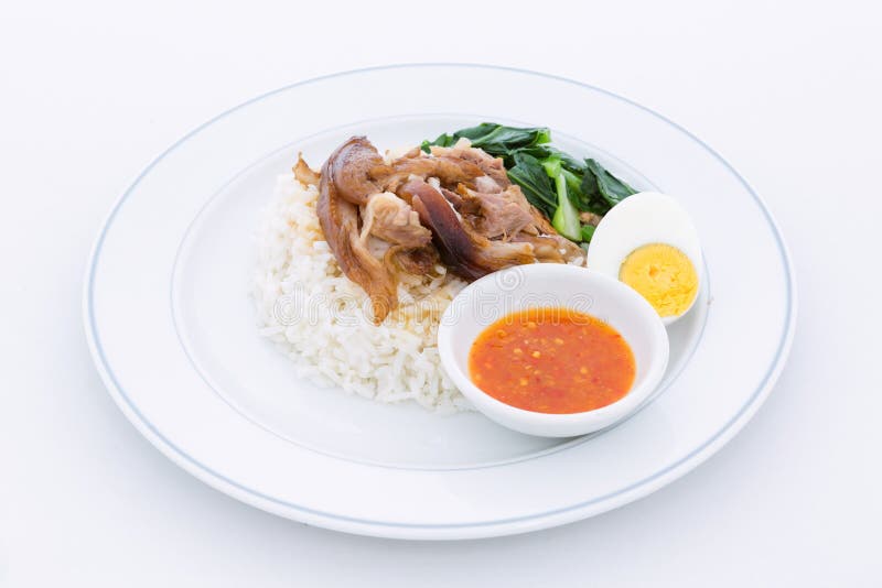 Pork Leg Stew with Rice (Kao Ka Moo) Stock Photo - Image of delicious ...