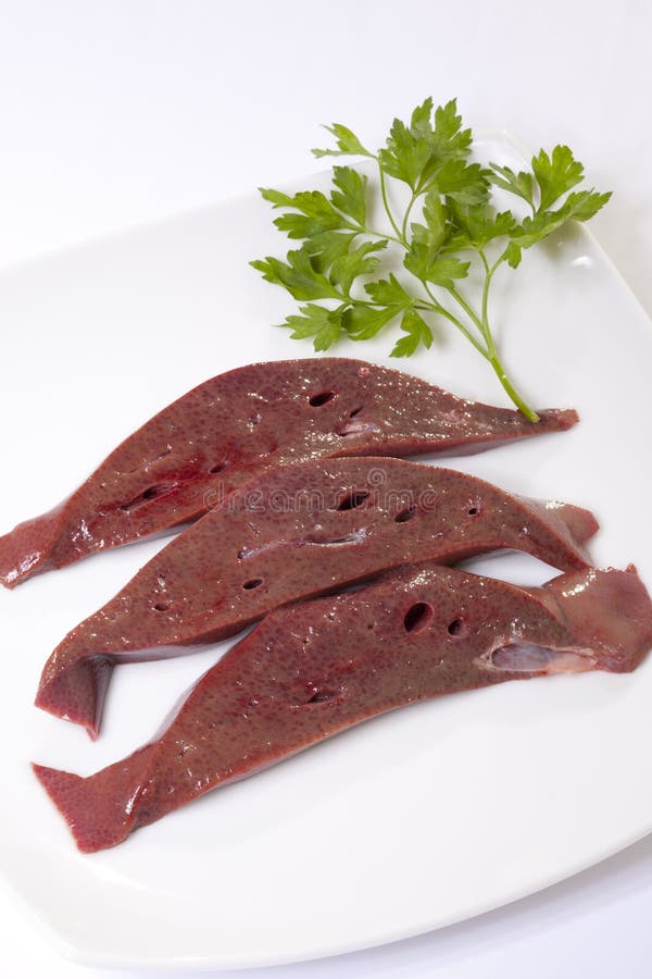 Raw Pork Liver Ingredient Food on Plastic Tray in White Background ...