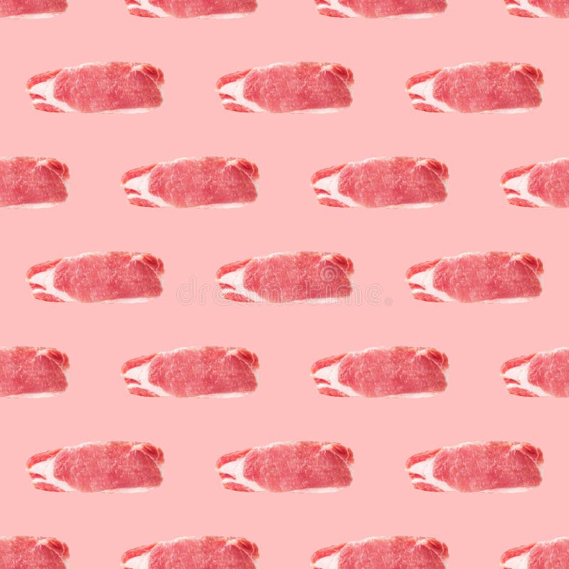 Pork Loin or Pork Chop Raw Meat Seamless Pattern Stock Image - Image of ...