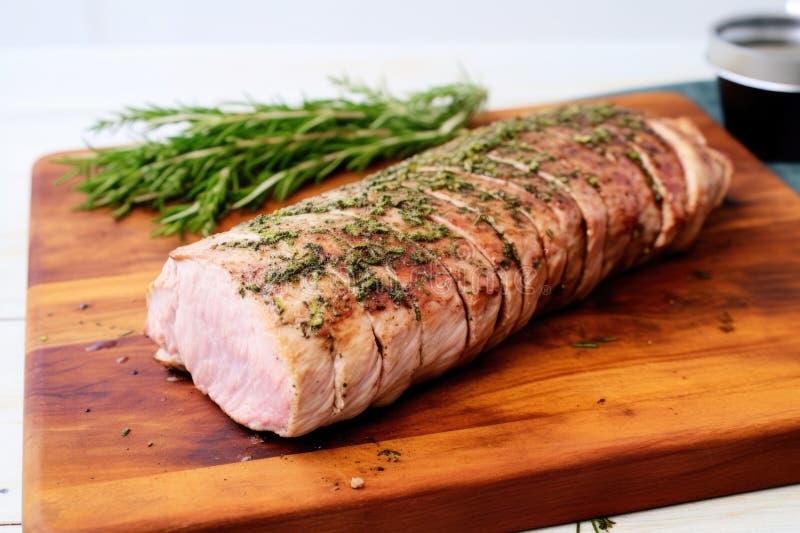 Pork Loin with Grill Marks on a Chopping Board Stock Image - Image of ...