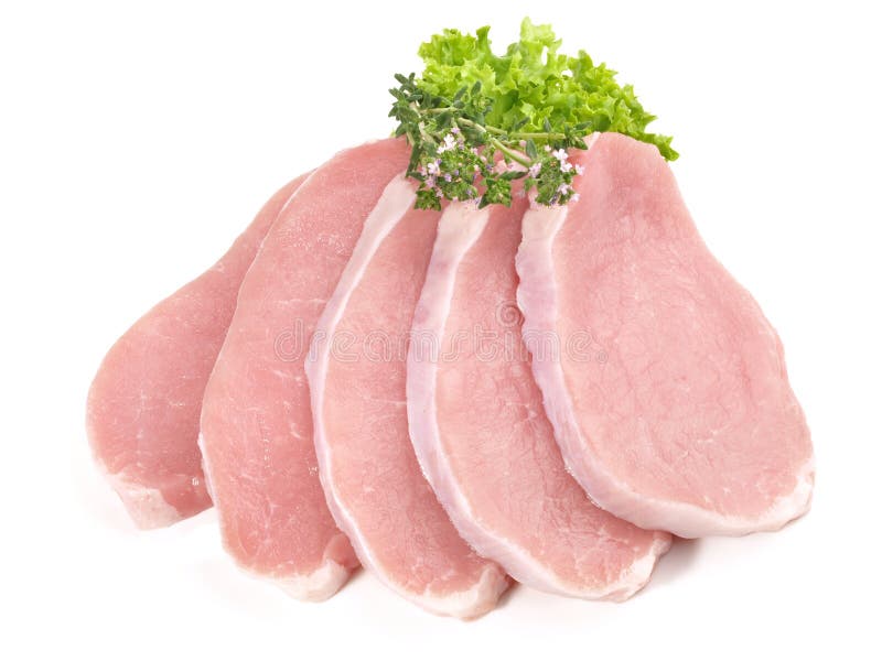 Fine Meat - Pork Loin Steaks Stock Photo - Image of neck, herbs: 183422672
