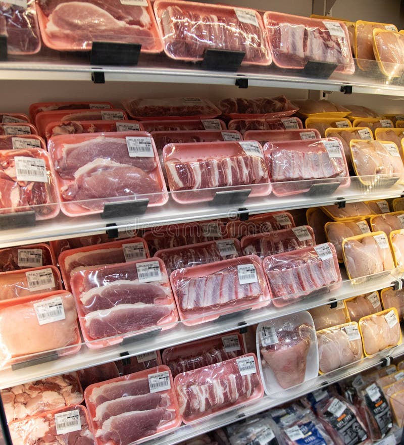 Pork in the Market Showcase Stock Photo - Image of fresh, pork: 309334302
