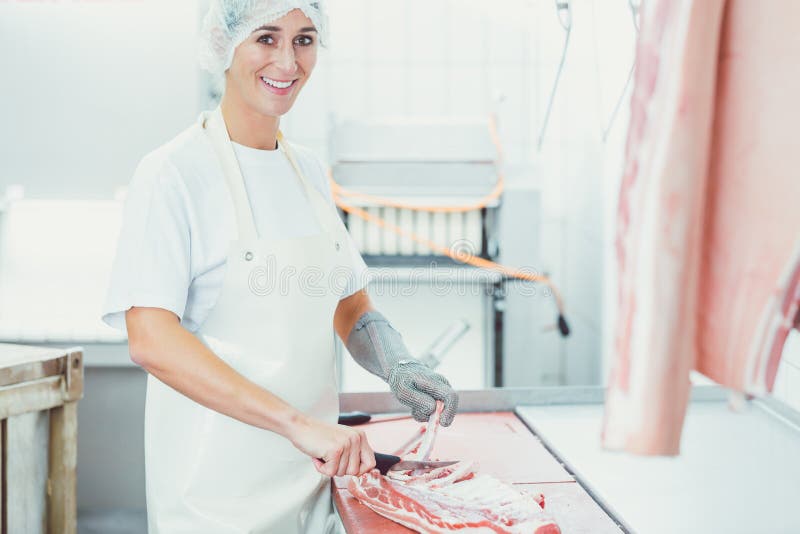 Meat cutting in butchery stock photo. Image of traditional - 120462436